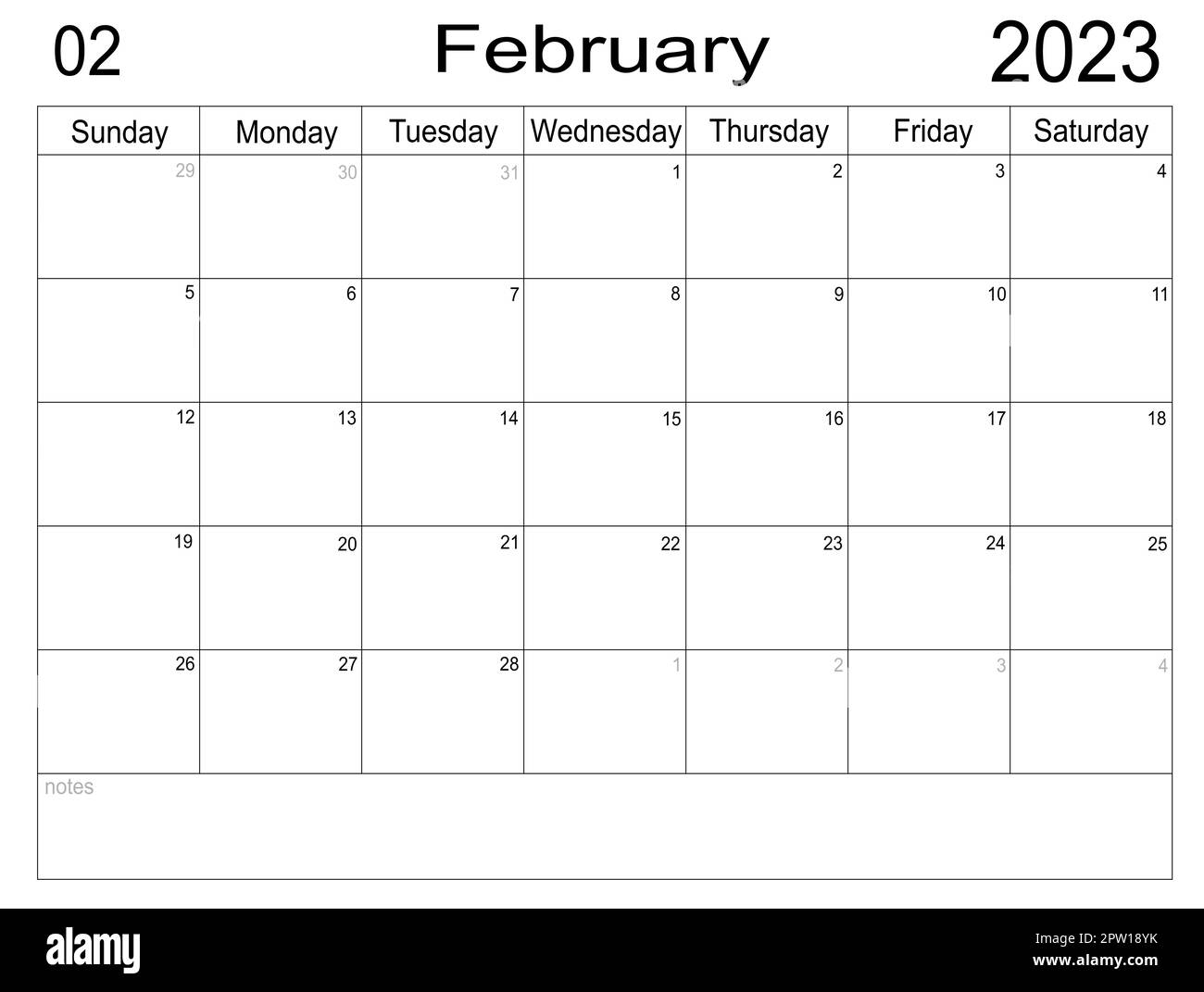 Planner for February 2023. Schedule for month. Monthly calendar ...