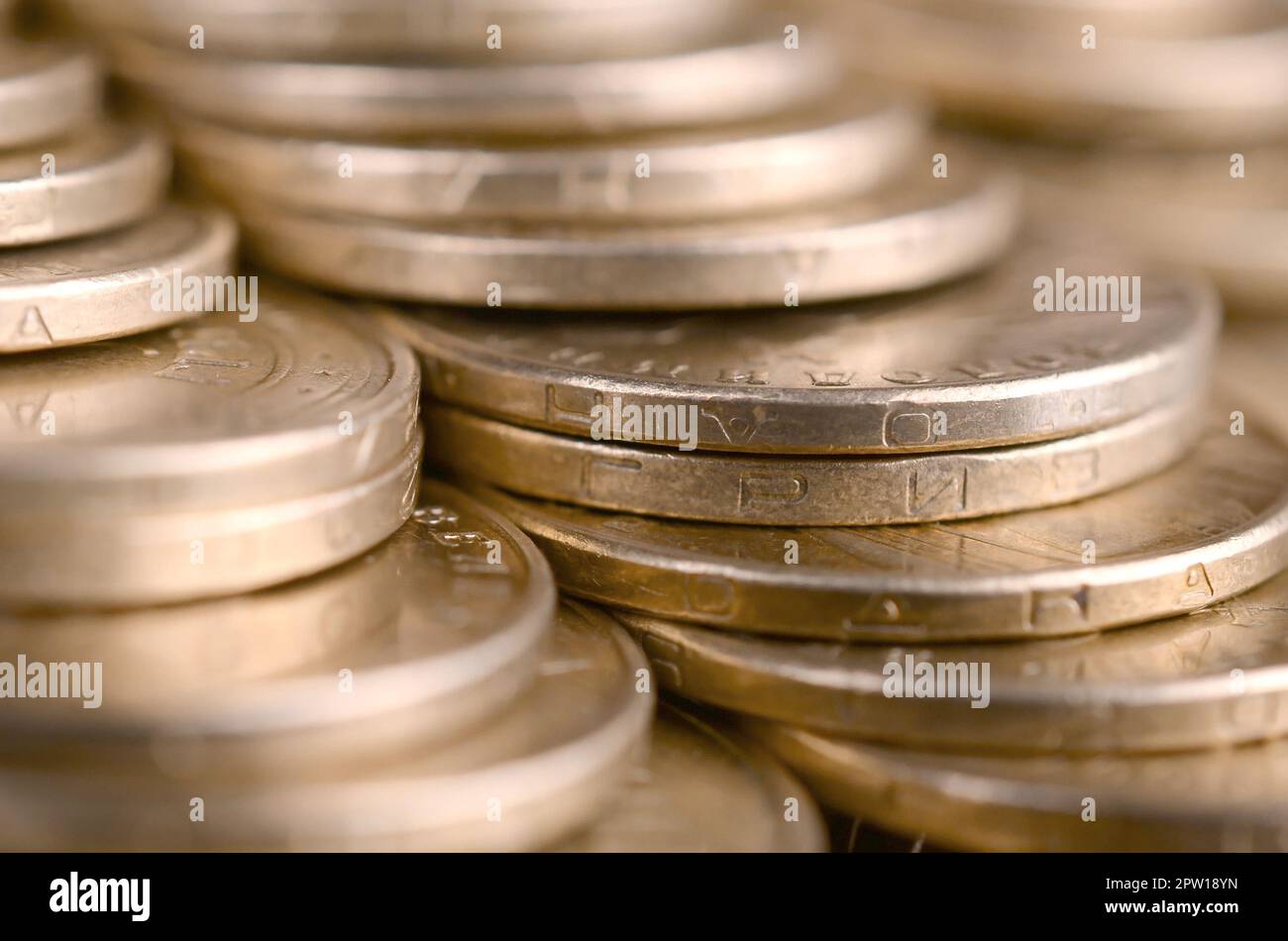 Large pile of big golden coins. Financial success money background for ...