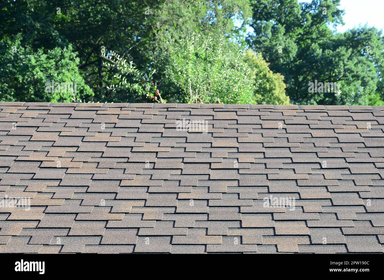 Modern roofing and decoration of chimneys. Flexible bitumen or slate ...