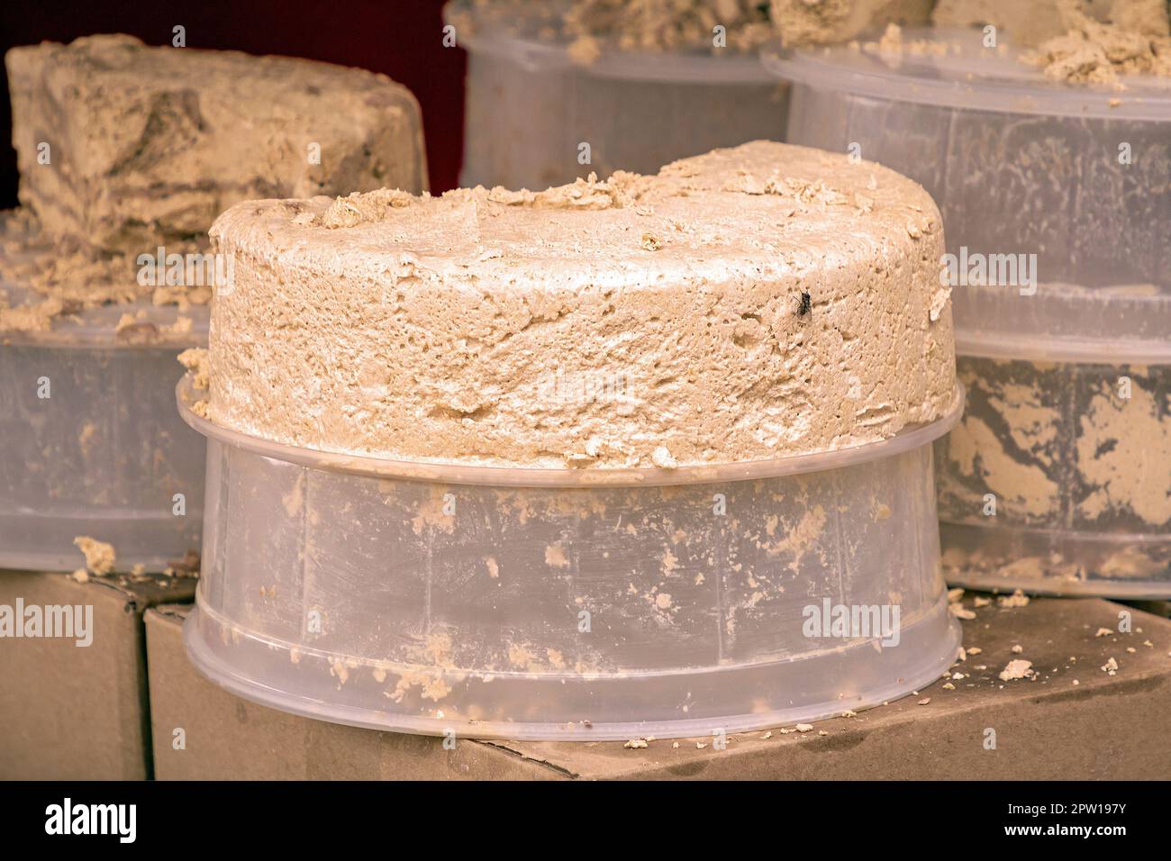 Traditional sweet Arabic dessert halwa sold on outdoors market fair ...