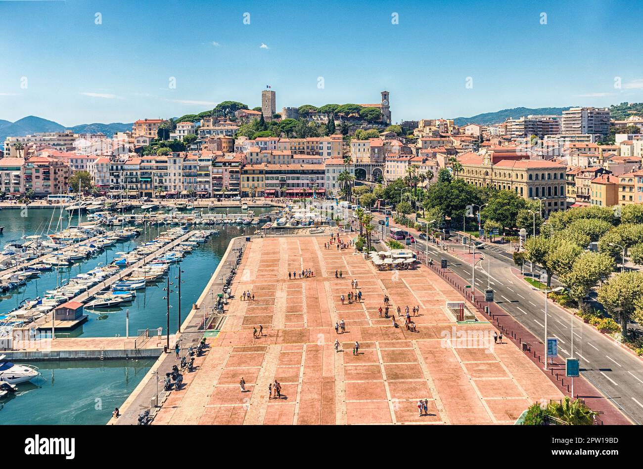 Aerial view over the Vieux Port (Old Harbor) and Le Suquet district in ...