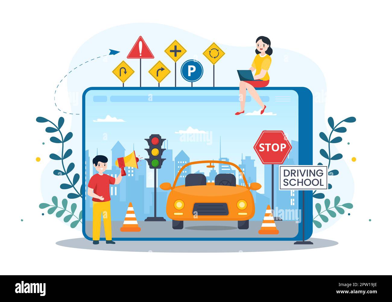 Driving School with Education Process of Car Training and Learning to ...