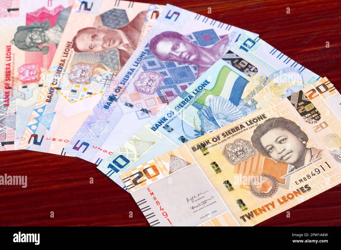 Sierra Leonean money a business background from new series of banknotes ...