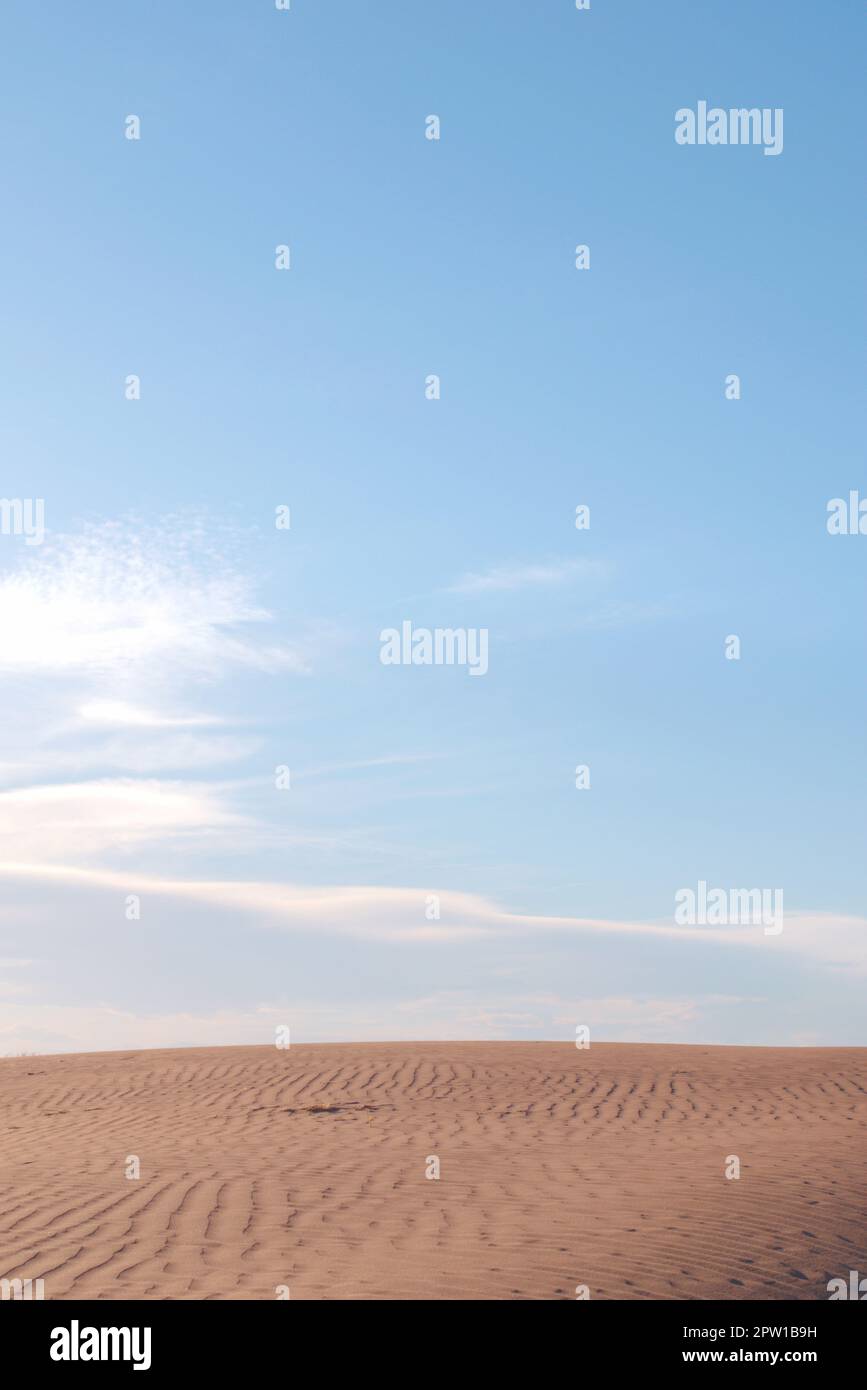 Sand dunes and ripples in the desert on a clear, sunny day. Plenty of ...