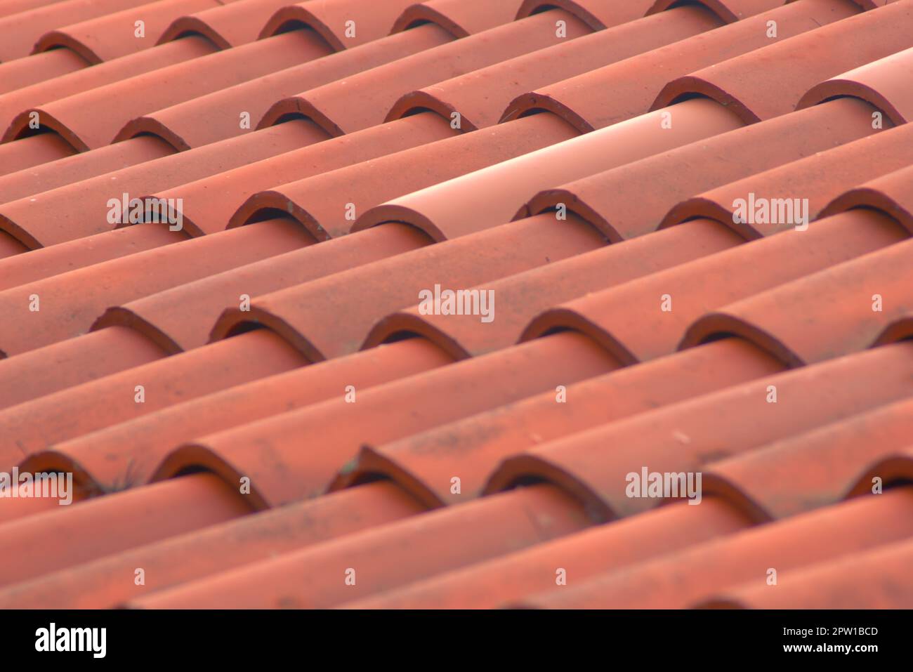 Roman terracotta tiles on an italian country house. Detail texture shot ...