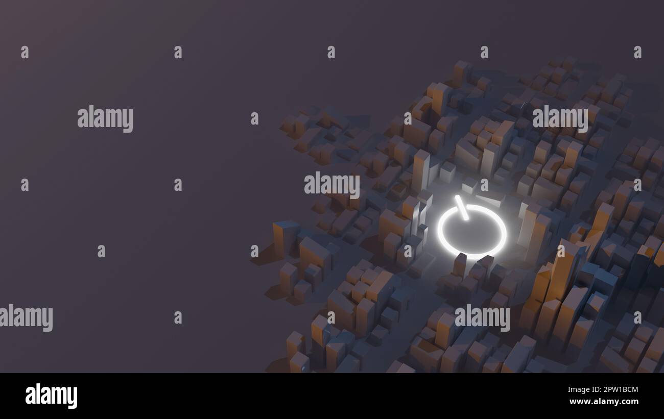 Smart cities, modern urban environment concept. City at dusk with a ...