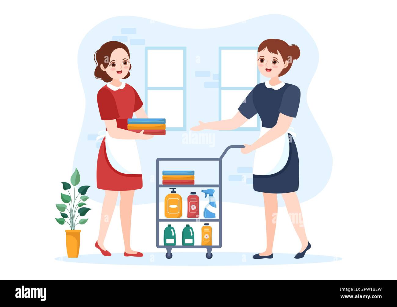 Hotel Employee to Serve Travelers in Flat Cartoon Hand Drawn Template ...