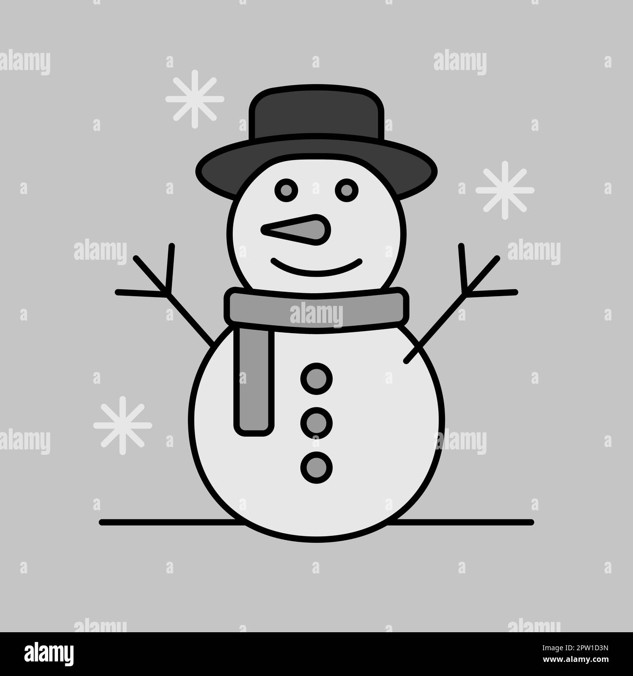 Christmas snowman vector isolated grayscale icon. Winter sign. Graph ... Christmas snowman vector isolated grayscale icon. Winter sign. Graph ...