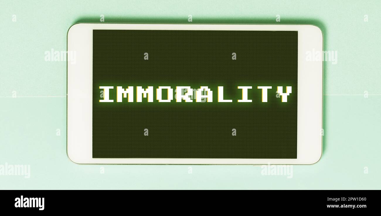 Text caption presenting Immorality, Business approach the state or ...