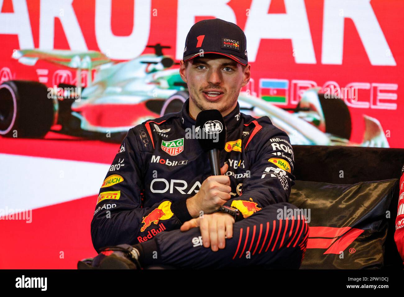 VERSTAPPEN Max (ned), Red Bull Racing RB19, portrait during the Formula 1 Azerbaijan Grand Prix ...