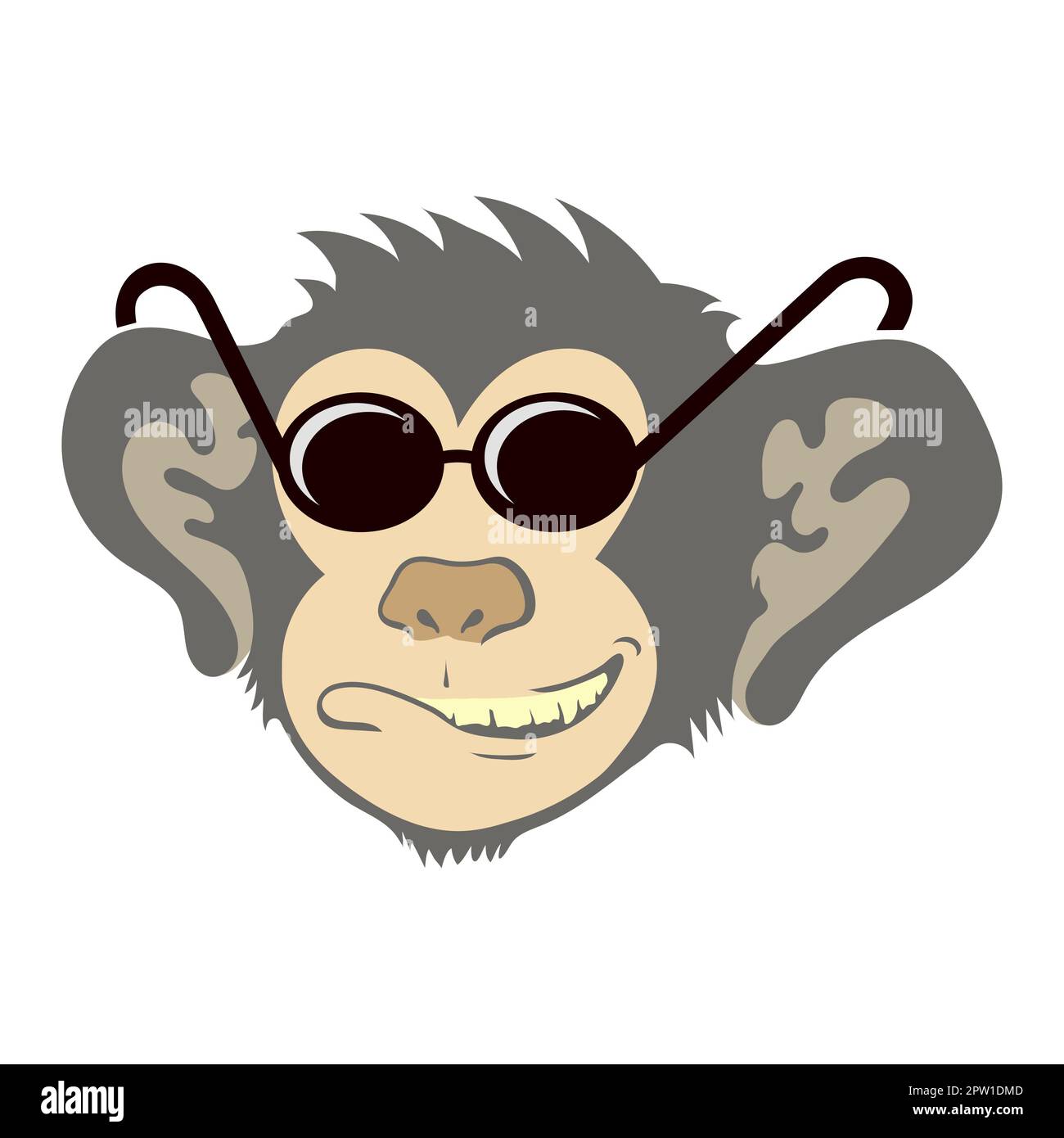 Monkey Icon with Sunglasses Isolated on White Background. Cartoon Ape ...
