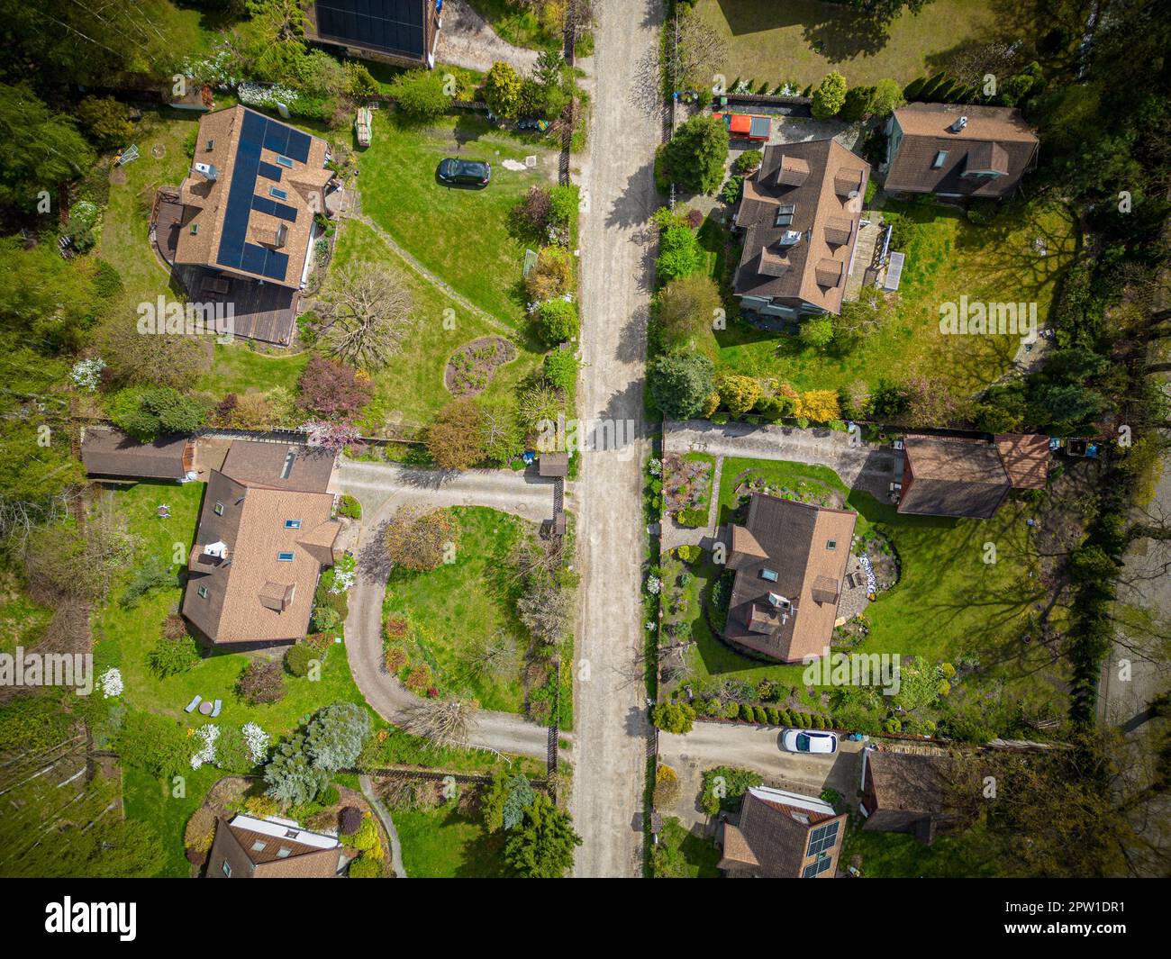 Aerial photo of village of Houses Residential Drone Above View Summer ...