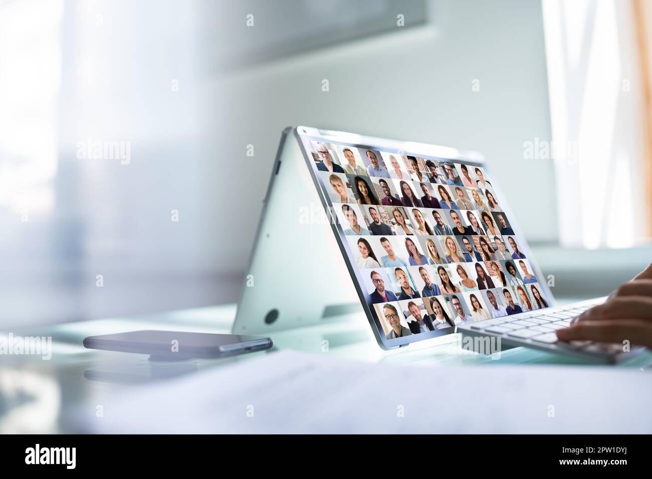 Virtual Conference Call And Digital Interview Meeting Stock Photo - Alamy