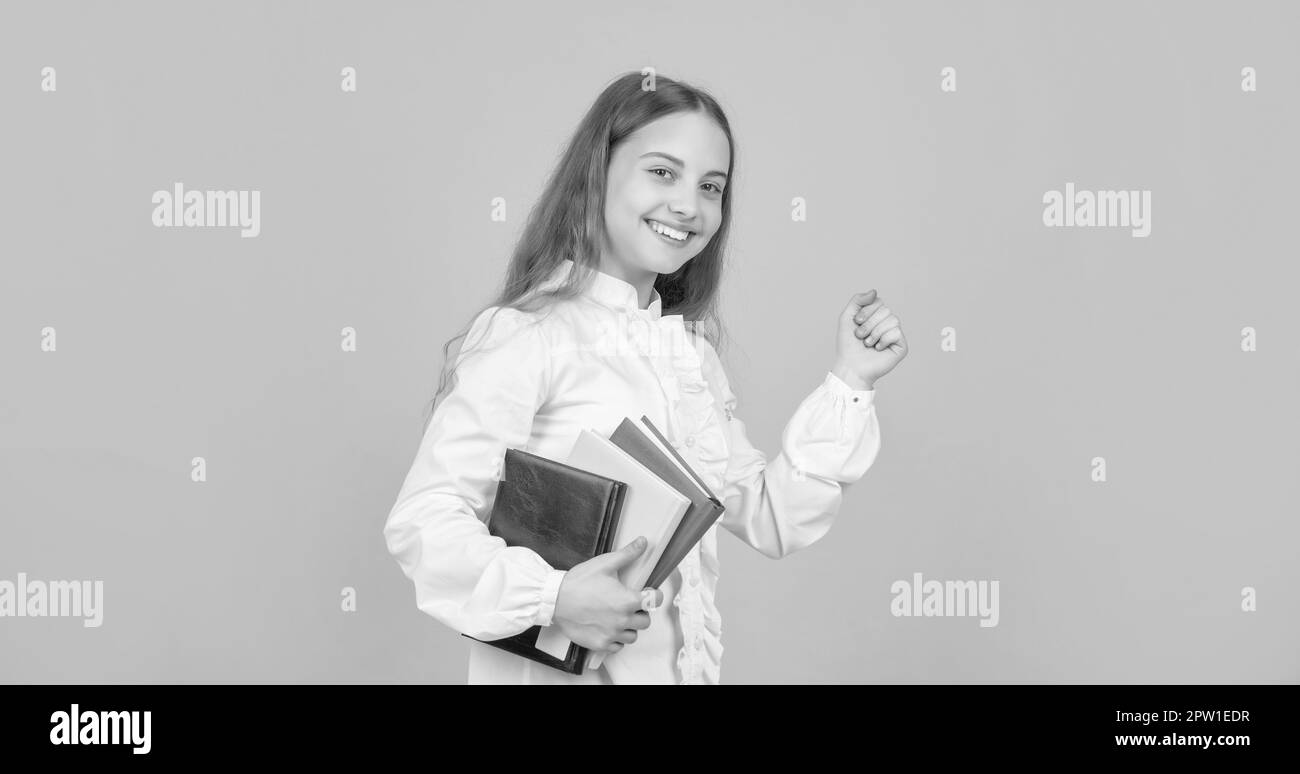 childhood education. knowledge day. kid hold notebook. student in high ...