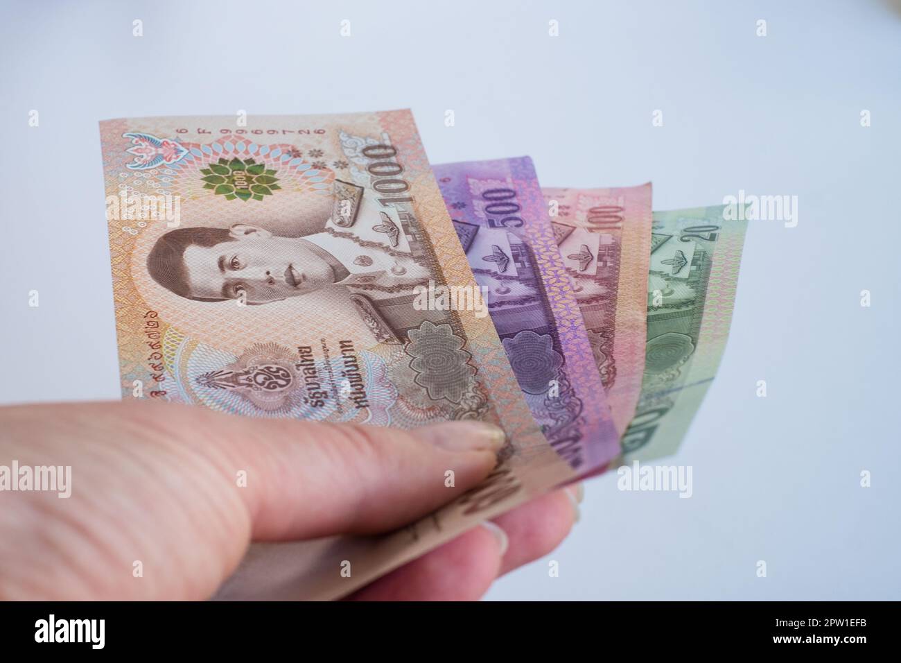 Thai baht banknotes. Cash money of Thailand Stock Photo - Alamy