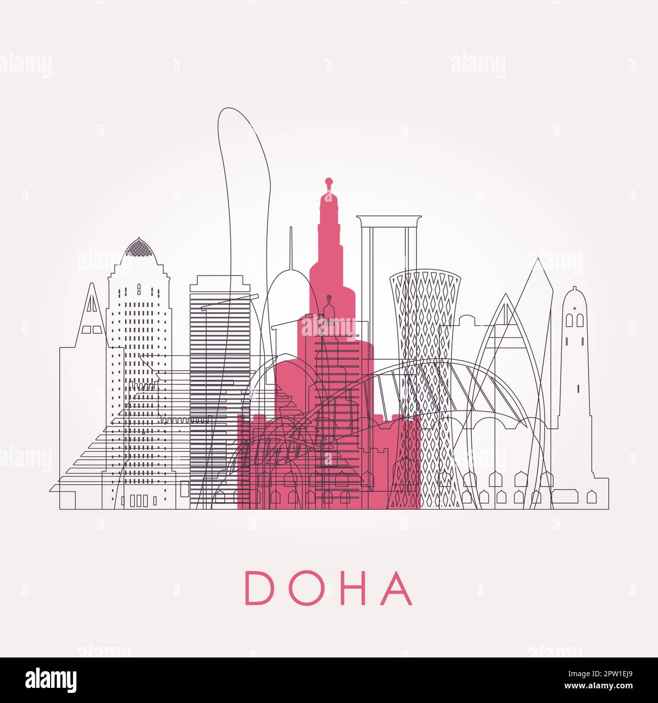 Doha skyline silhouette Stock Vector Images - Alamy