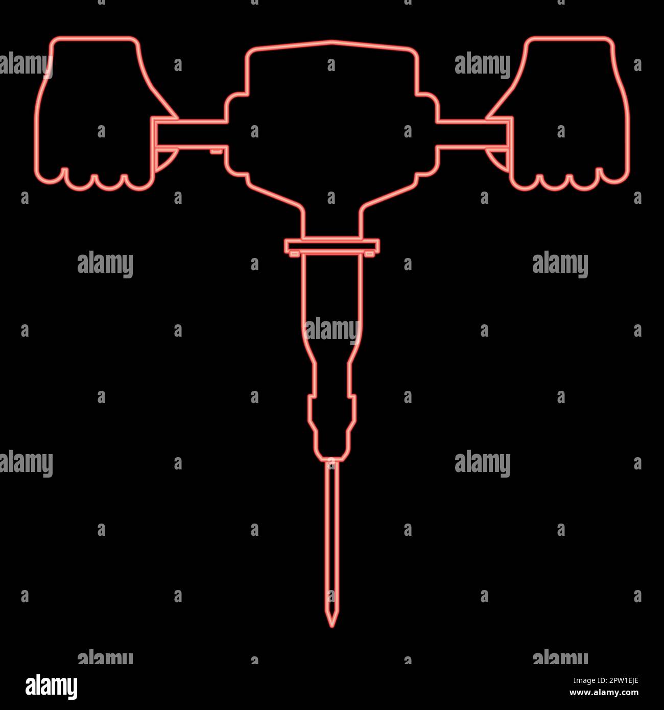 Neon jackhammer in hand holding power tool use Arm using electric ...