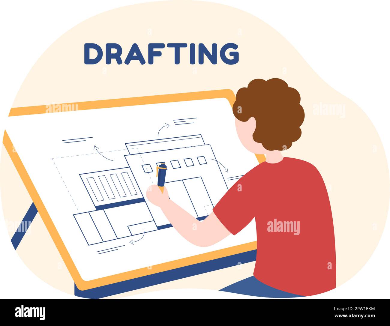 Drafting, Engineer or Architect Working on Drawing Board Projecting and ... Drafting, Engineer or Architect Working on Drawing Board Projecting and ...