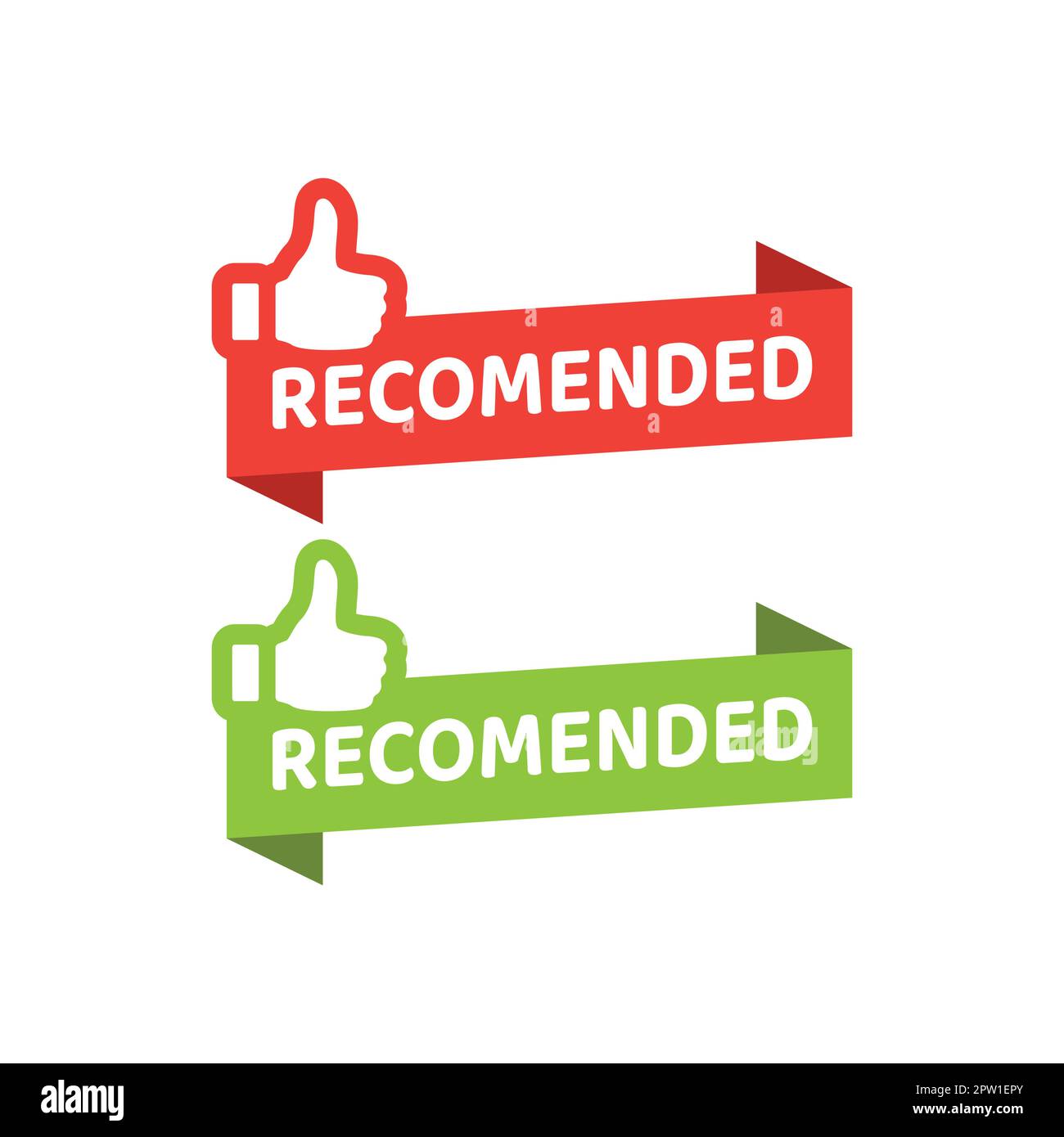 Recommended banner flag with thumbs up Stock Vector Image & Art - Alamy