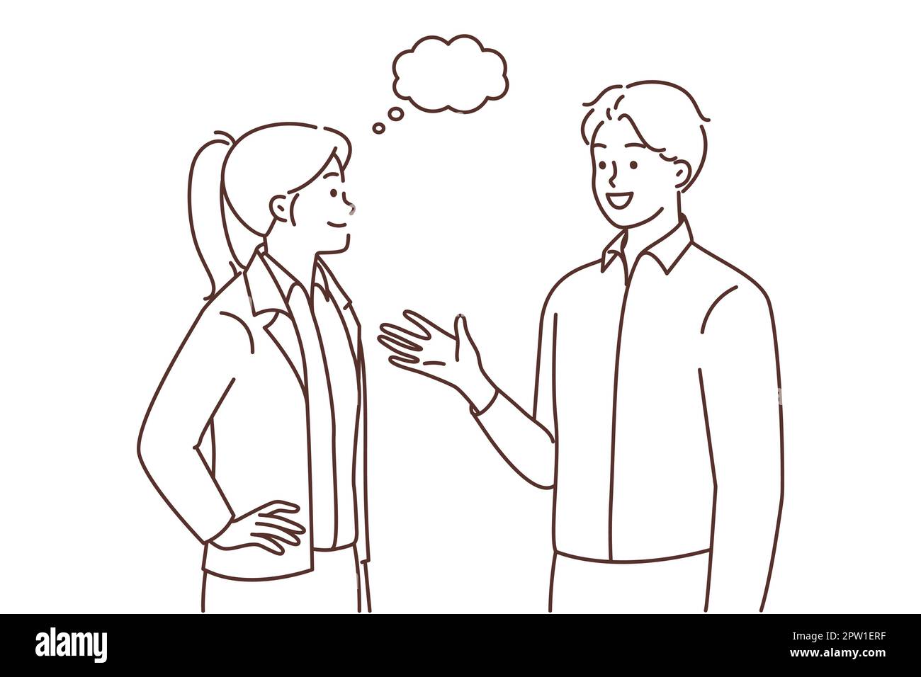 Man woman discussing business plan Stock Vector Images - Alamy