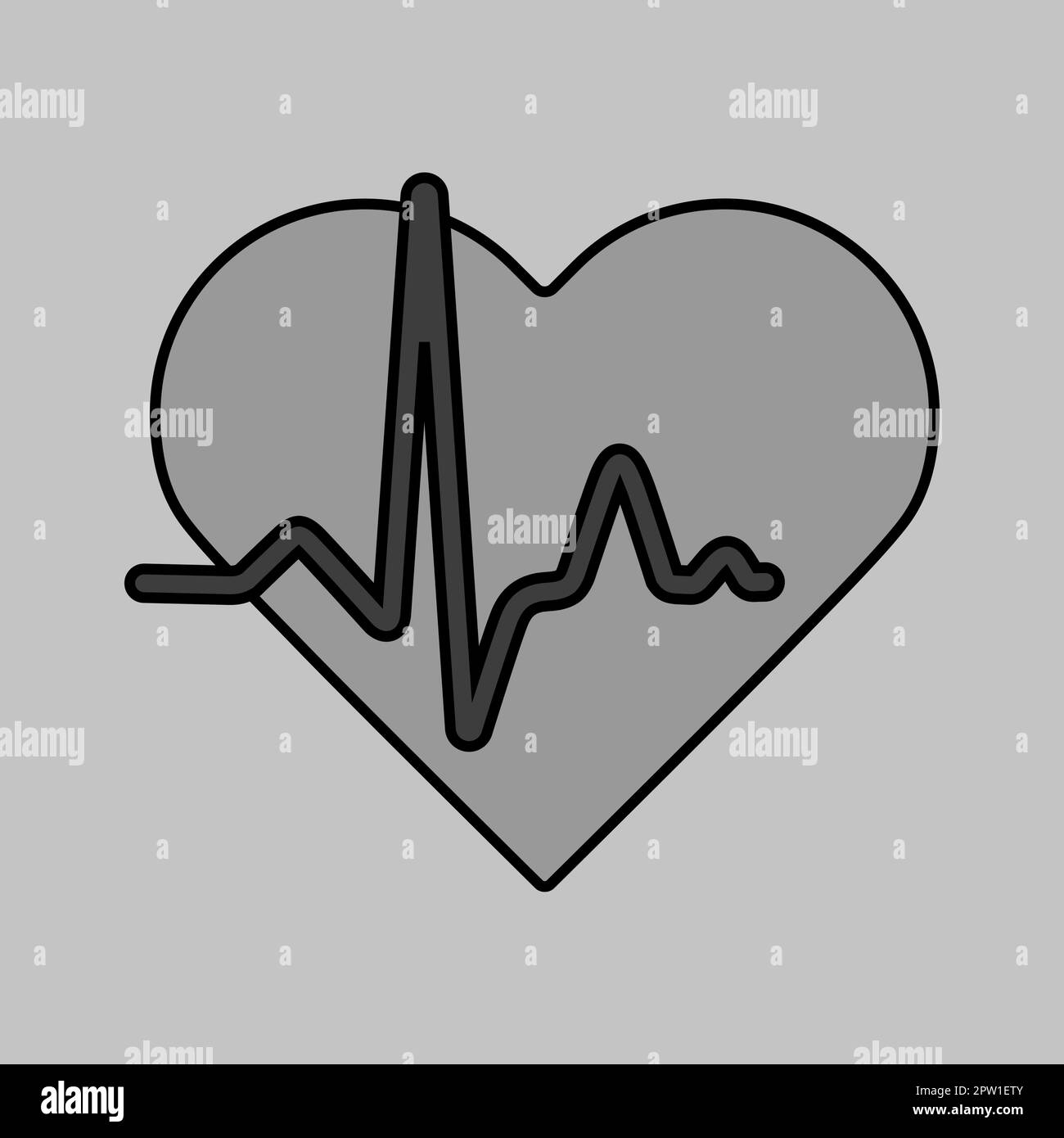 Heart cardiogram, heartbeat vector grayscale icon Stock Vector Image ...