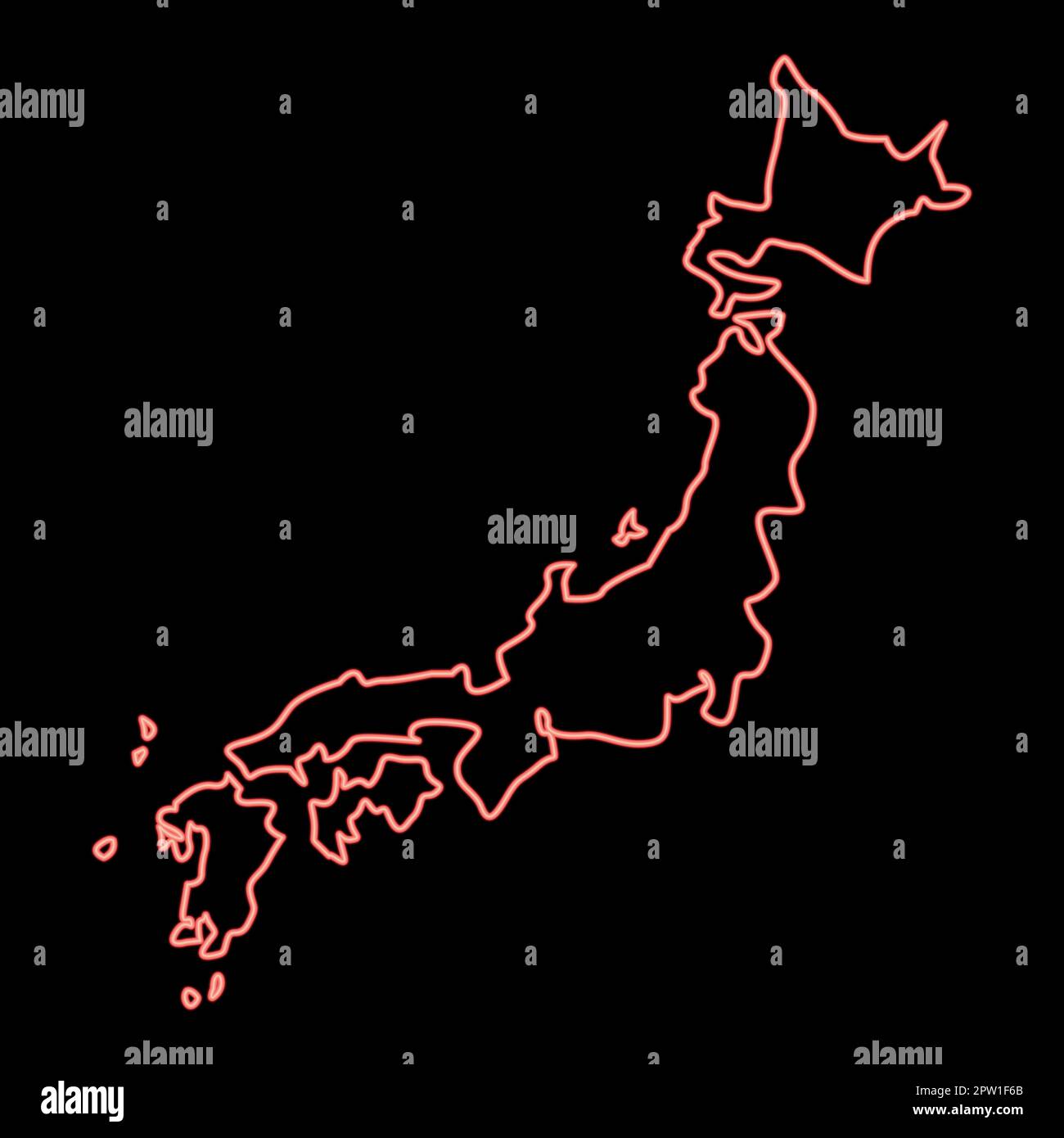 Neon map of japon red color vector illustration image flat style Stock ...