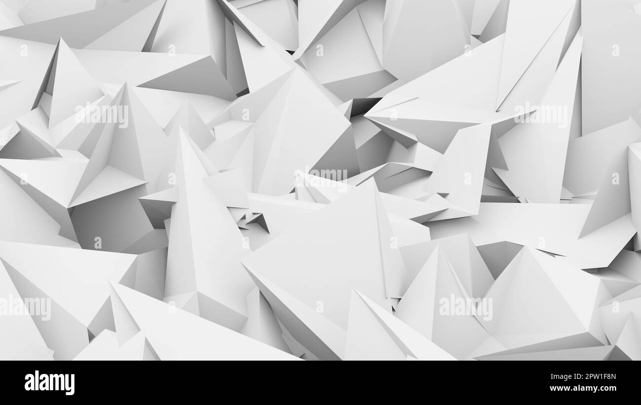 White shards, crystal-like shapes. Geometrical pattern background ...
