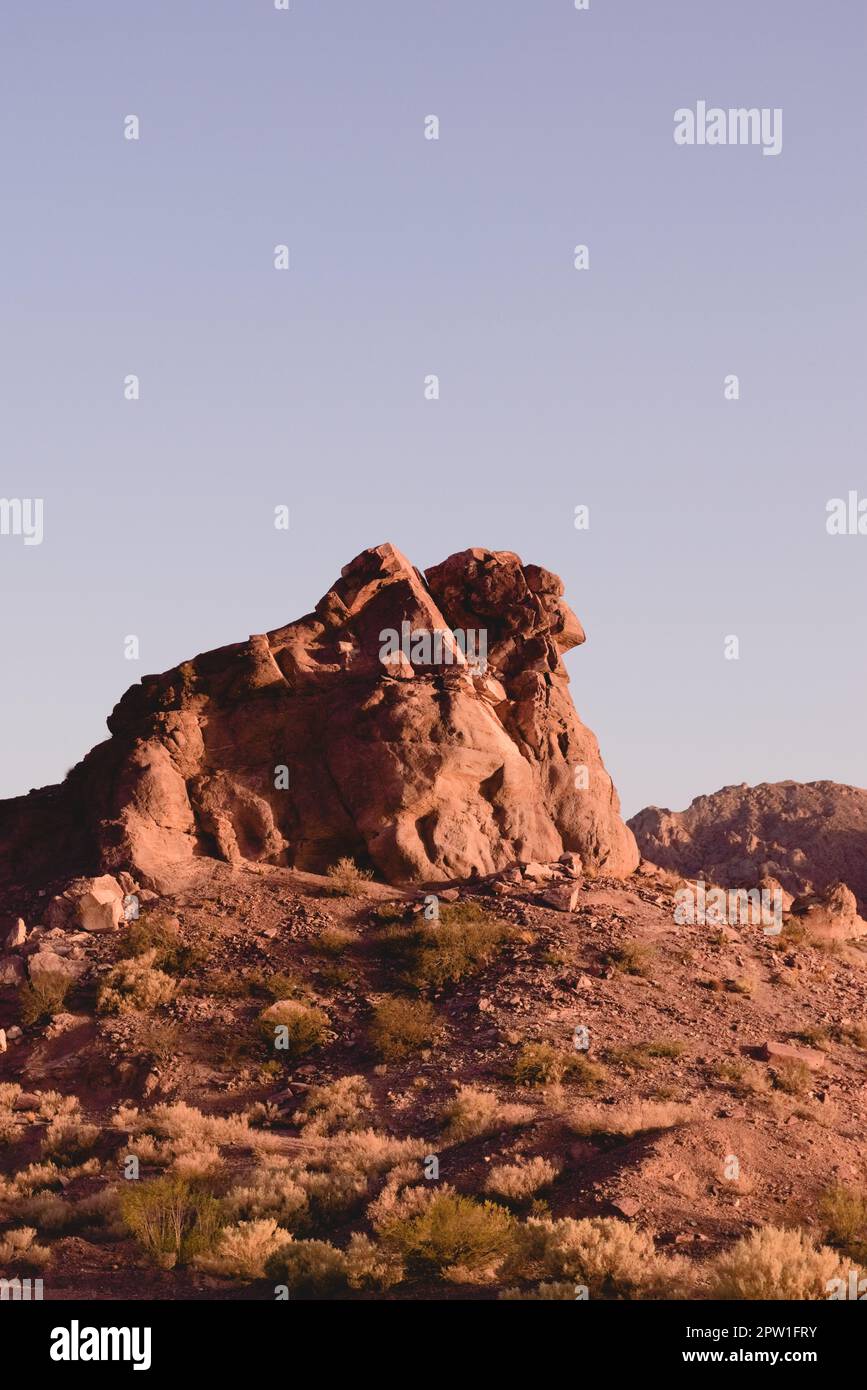 Rocky outcrop in the desert near Uspallata, Mendoza, Argentina. Color ...