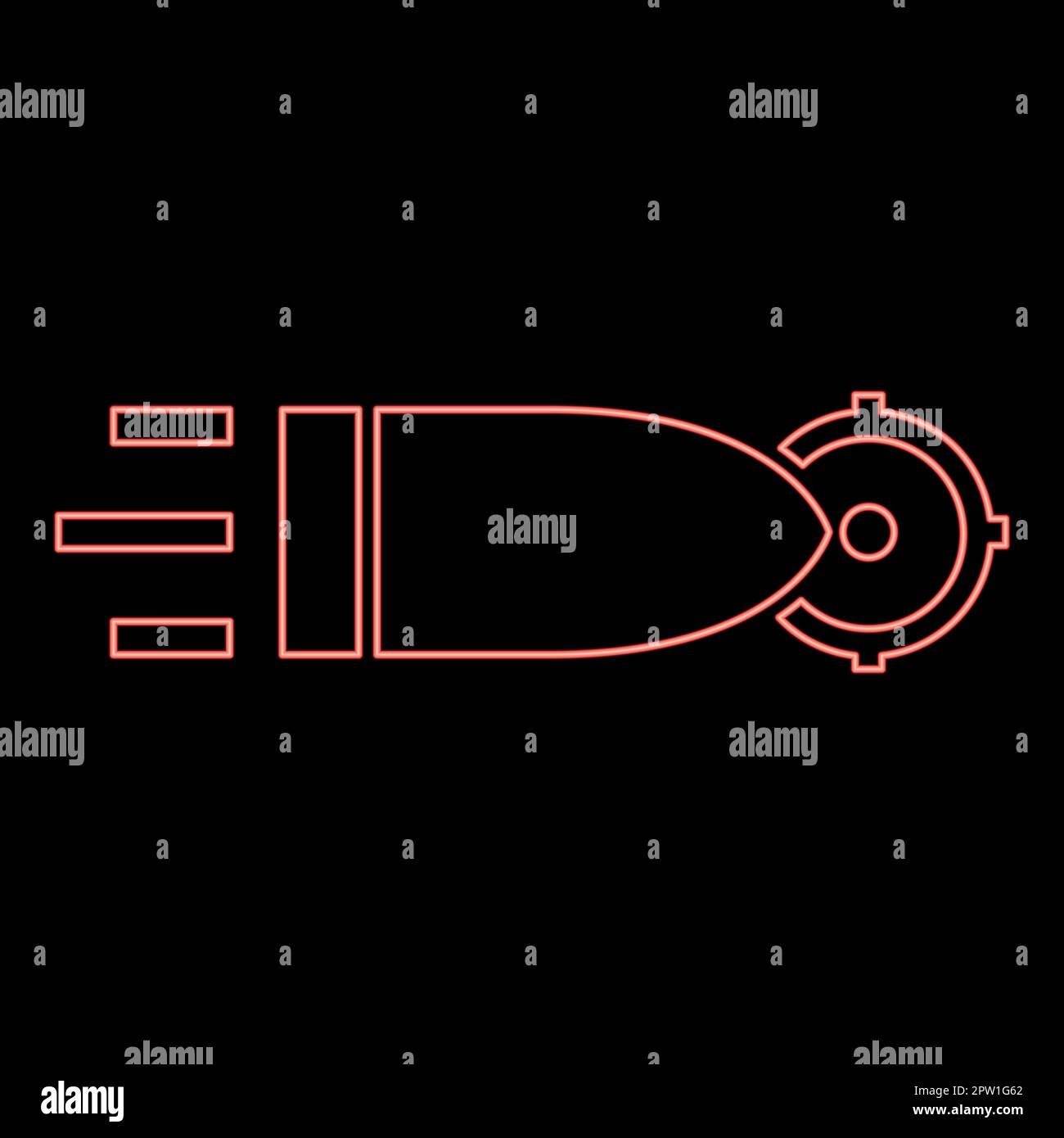Neon bullet flying to target red color vector illustration image flat ...