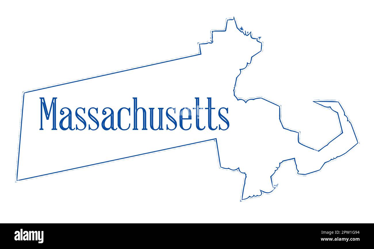 State map outline of Massachusetts over a white background Stock Photo ...