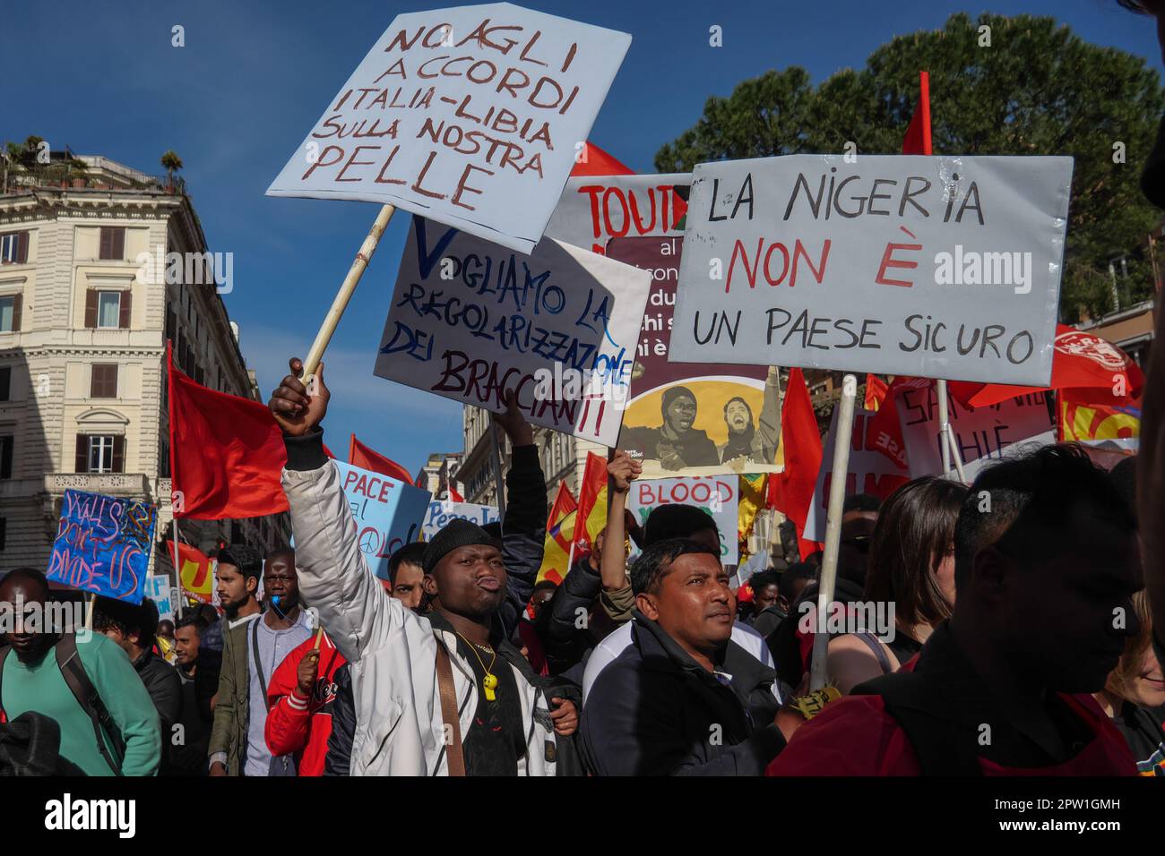 Rome, . 28th Apr, 2023. 28/04/2023 Rome: "No On Our Skin" demonstration ...