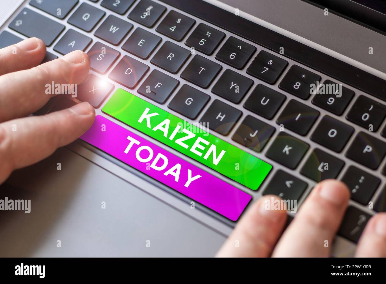 Hand writing sign Kaizen, Concept meaning a Japanese business ...