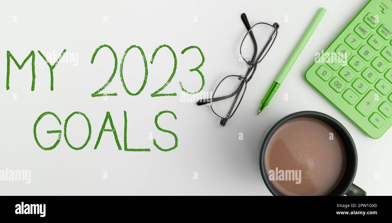 Sign displaying My 2023 Goals, Internet Concept setting up personal ...