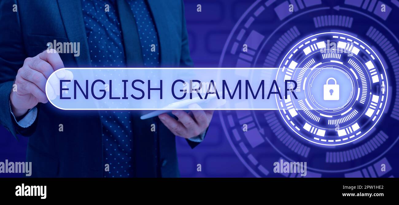 Hand writing sign English Grammar, Conceptual photo courses cover all ...