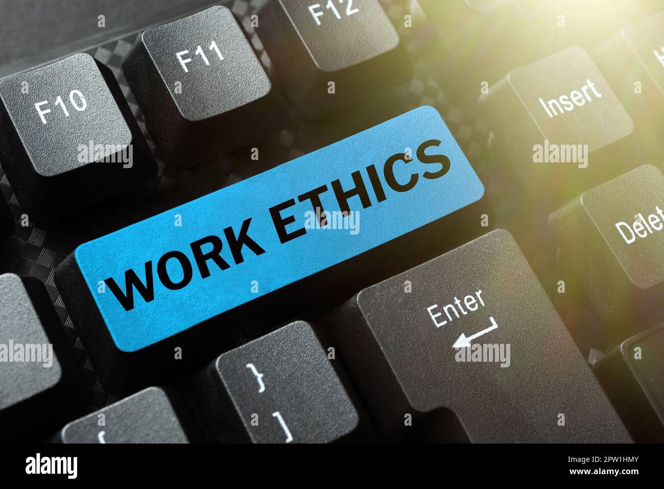 Hand writing sign Work Ethics, Business overview A set of values ...