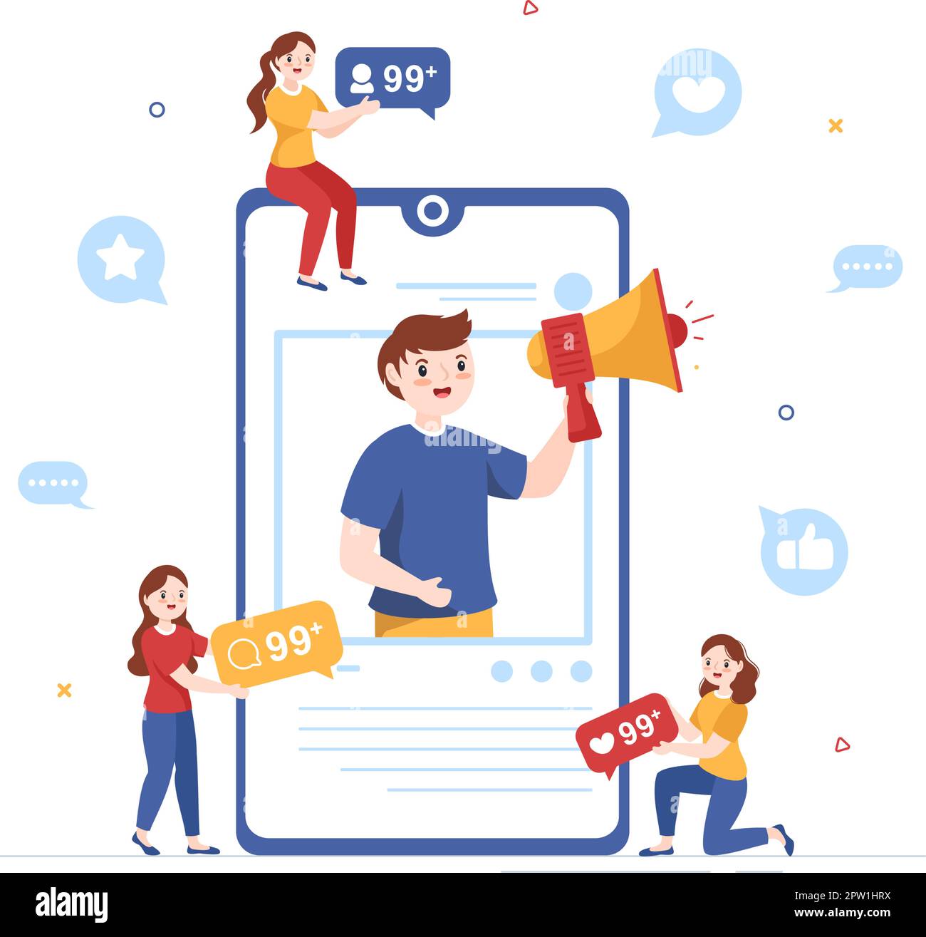 Celebrity Influencer with Posts on Internet for Advertising Marketing ...