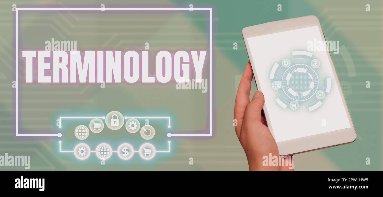 Sign displaying Terminology, Word Written on Terms used with particular ...