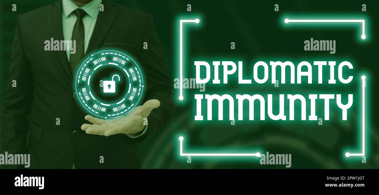 Sign displaying Diplomatic Immunity, Concept meaning law that gives ...
