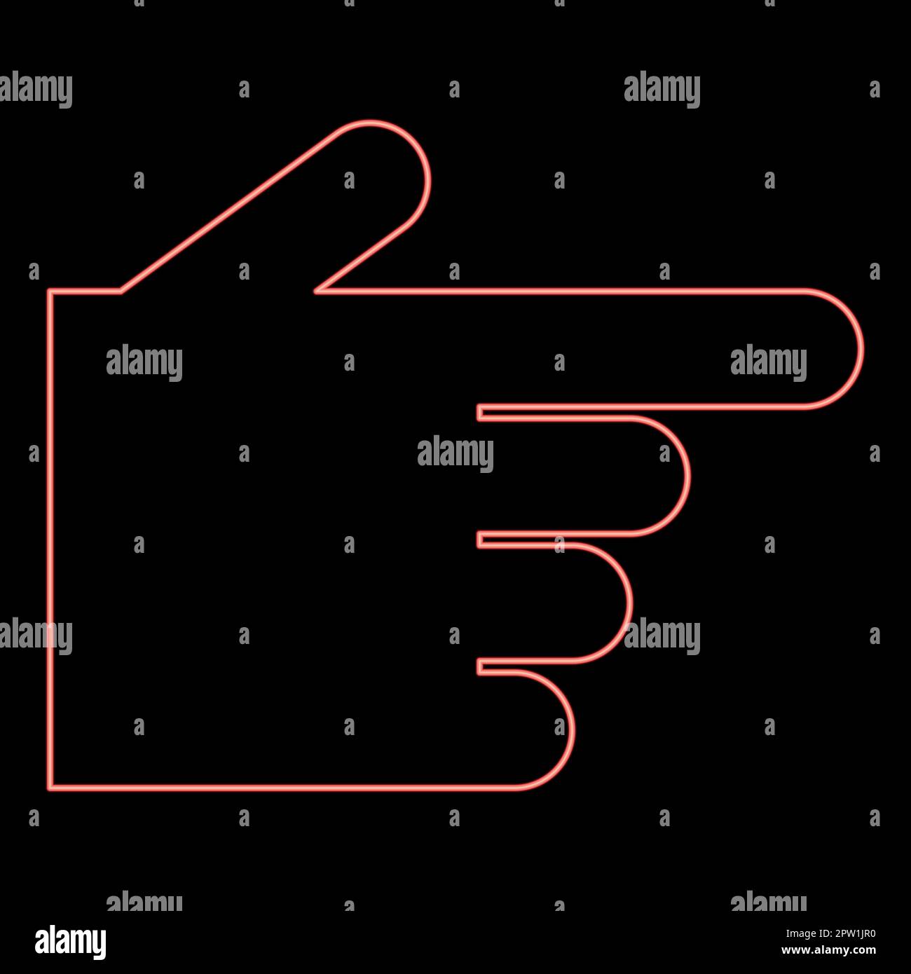 Neon pointing hand red color vector illustration image flat style Stock ...