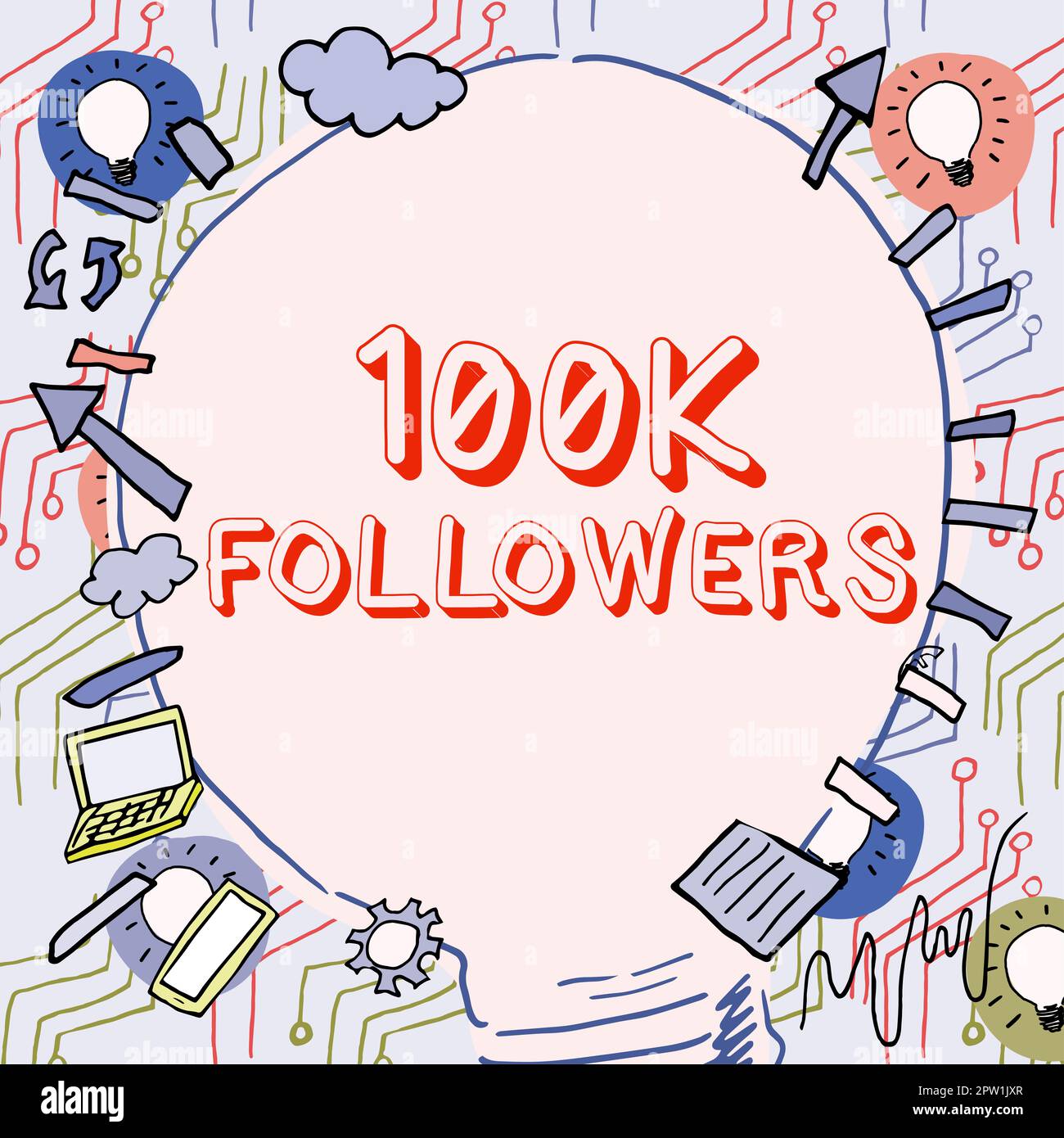 Hand writing sign 100K Followers, Internet Concept number of ...