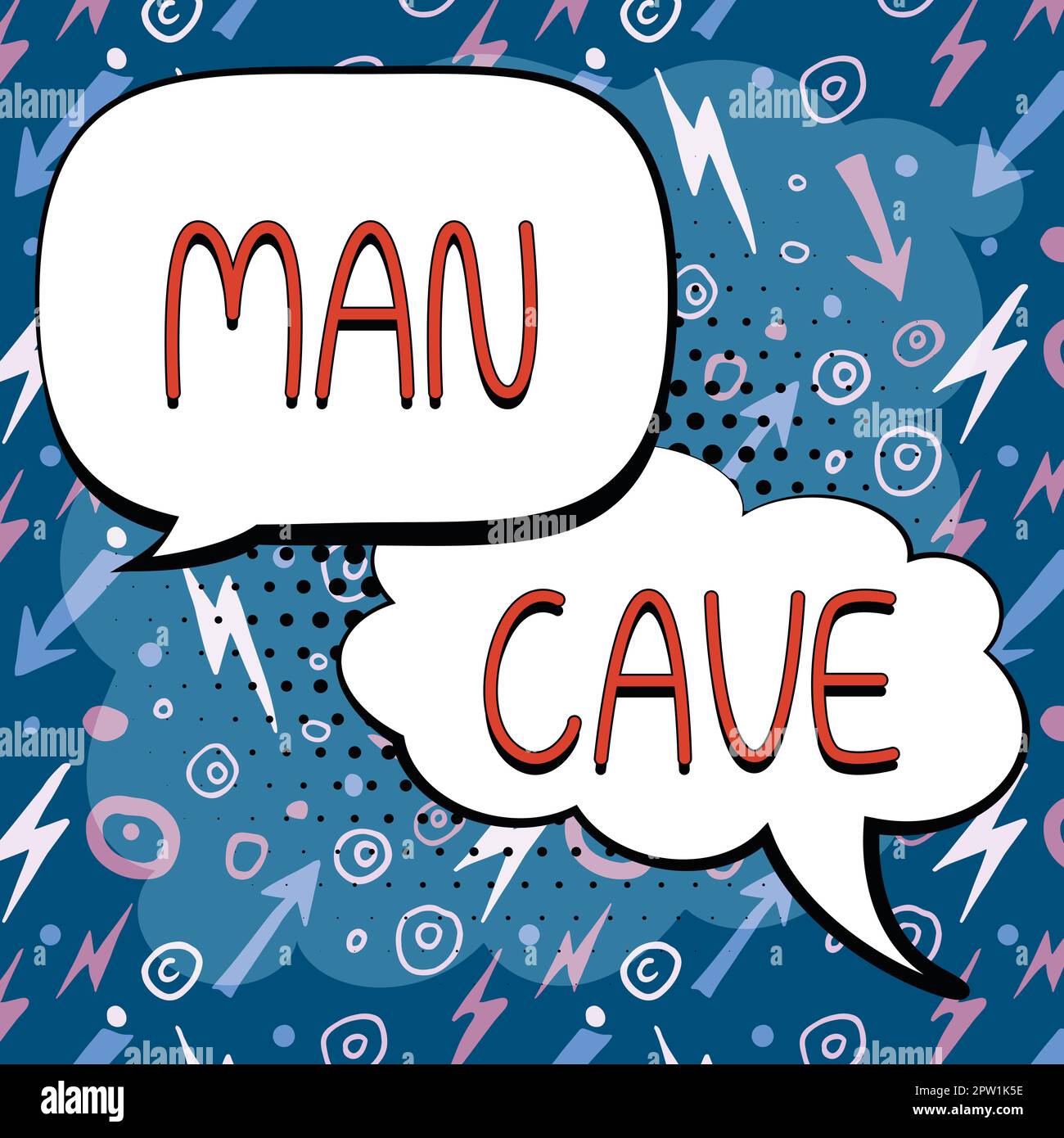 Handwriting text Man Cave, Word for a room, space or area of a dwelling ...