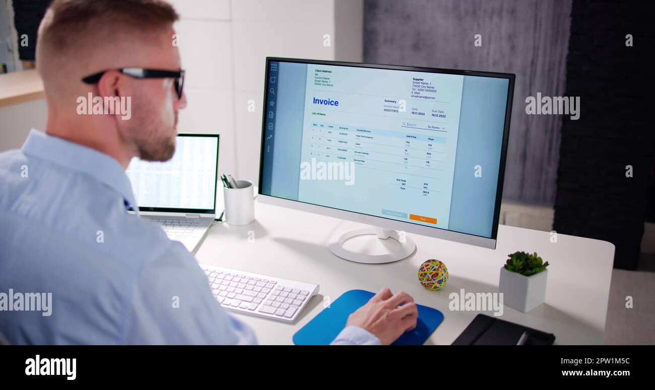 E Invoice On Computer. Online Electronic Bill Management Stock Photo ...