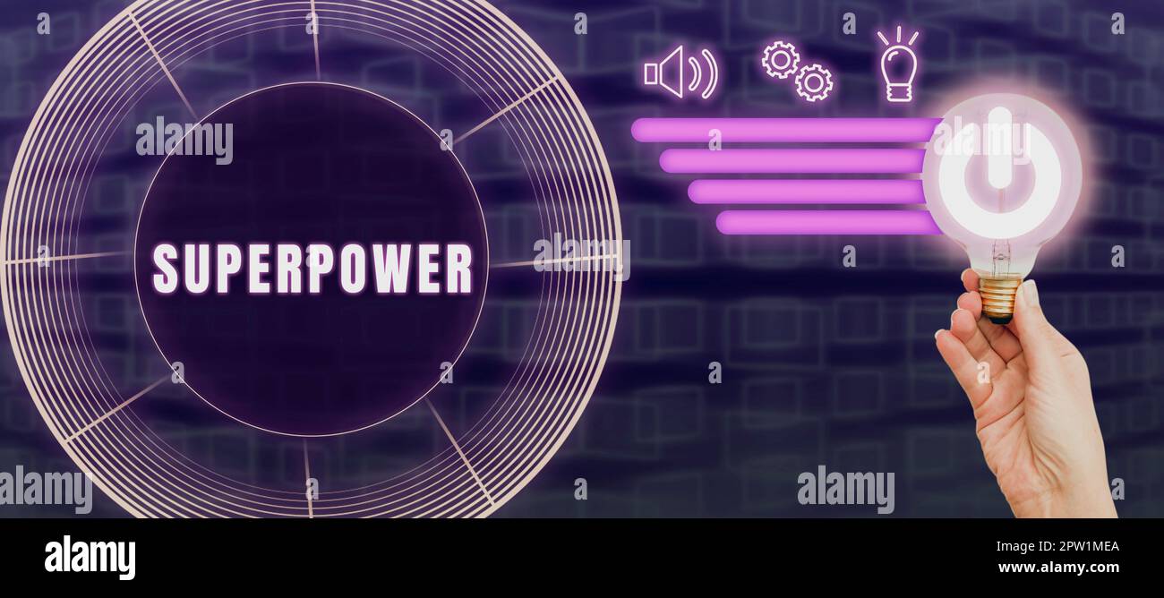 Hand writing sign Superpower, Business idea a power or ability of a ...