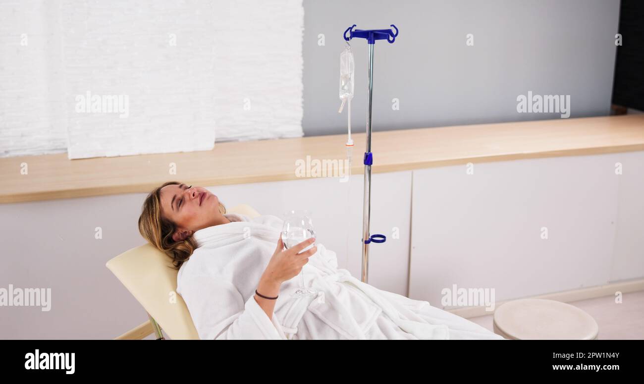 Vitamin Therapy Iv Drip Infusion In Women Blood Stock Photo - Alamy
