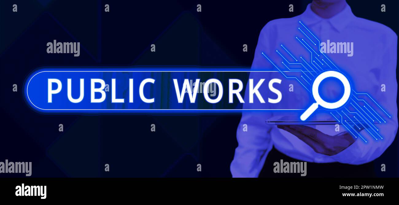 Handwriting text Public Works, Word Written on Describes the viewing of ...