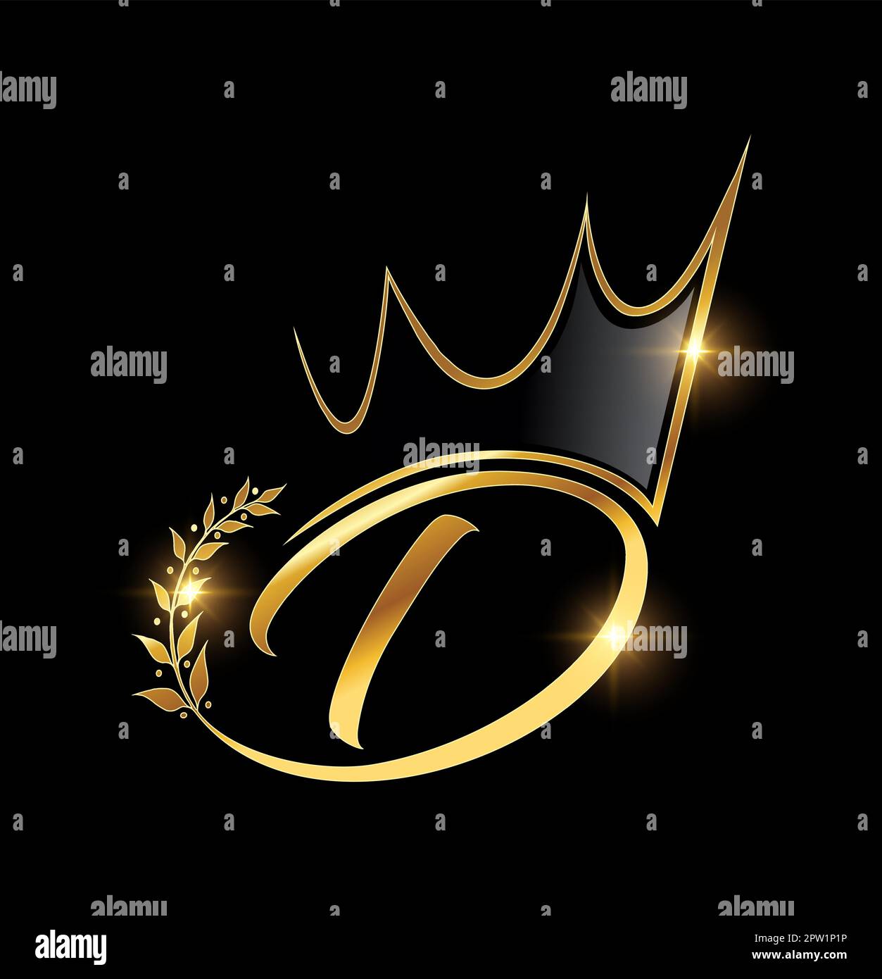 Gold Crown and Leaf Monogram Initial letter D Stock Vector Image & Art ...