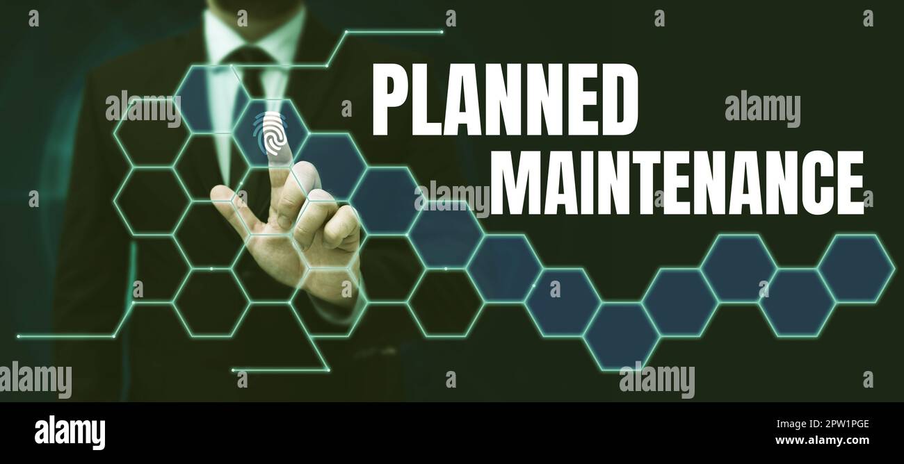 Sign displaying Planned Maintenance, Conceptual photo Check ups to be ...