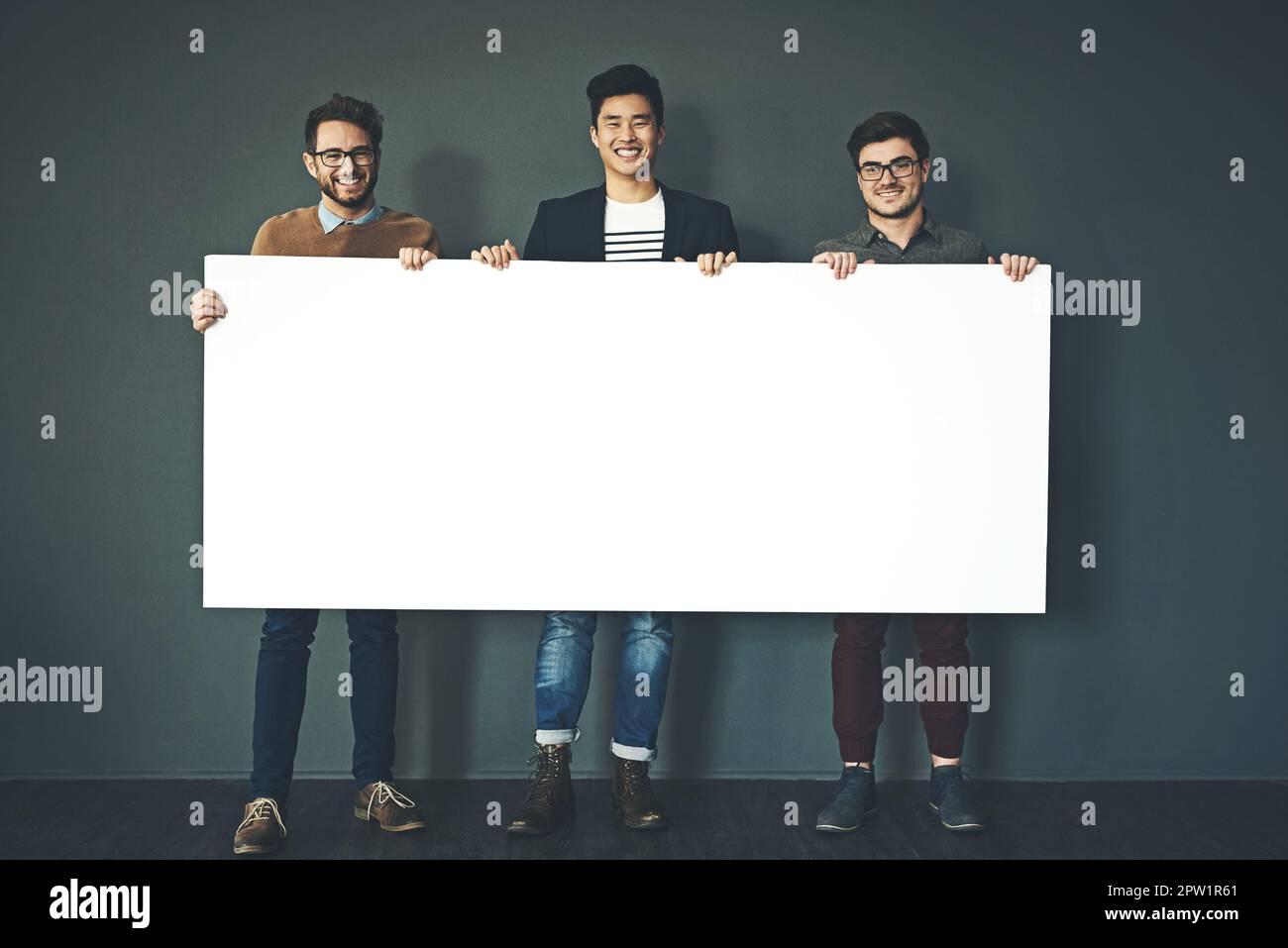 Mockup, blank and display board sign, advertising on an empty white ...