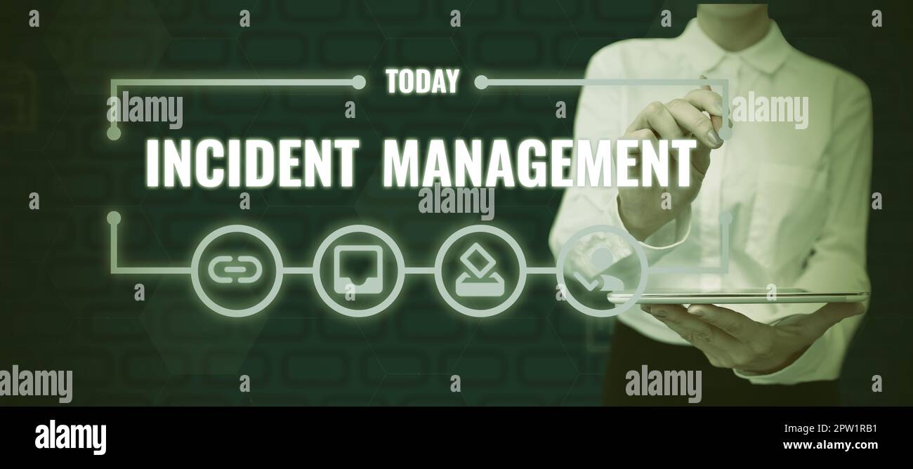 Text caption presenting Incident Management, Business concept Process ...