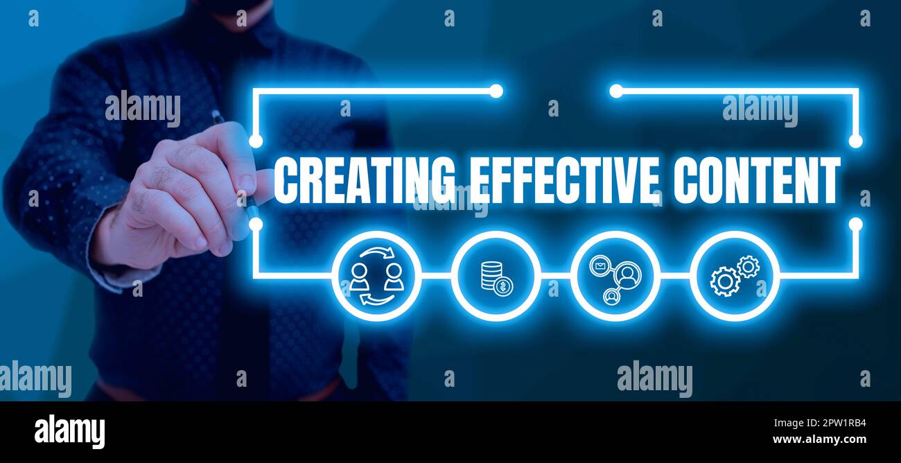 Hand writing sign Creating Effective Content, Business approach ...